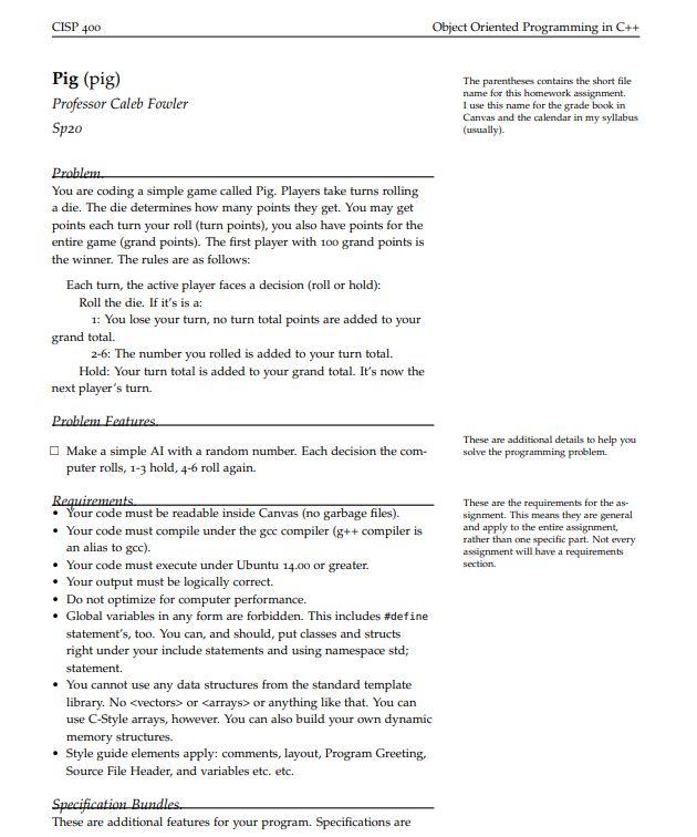 Solved \begin{tabular}{ll} CISP 400 & Object Oriented | Chegg.com