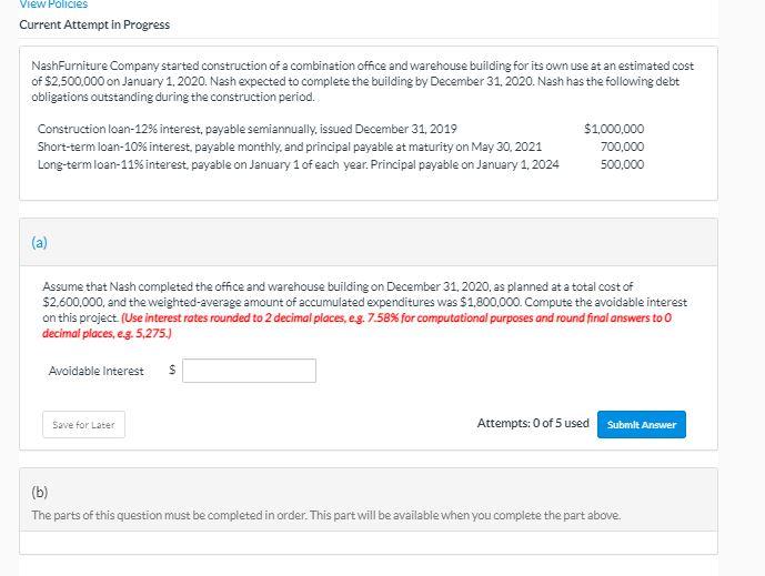 Solved View Policies Current Attempt in Progress | Chegg.com