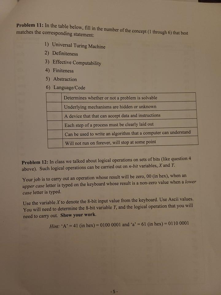 Solved Problem 11: In the table below, fill in the number of | Chegg.com