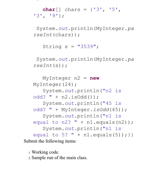 Solved The Mylnteger Class Problem Description: 1. Design a | Chegg.com