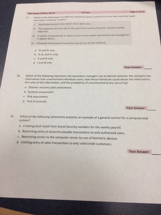 Solved Take Home Problem Set 82 Fall 2017 Page 5 Of 33 The