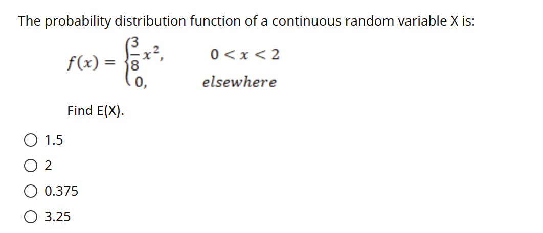Solved The probability distribution function of a continuous | Chegg.com