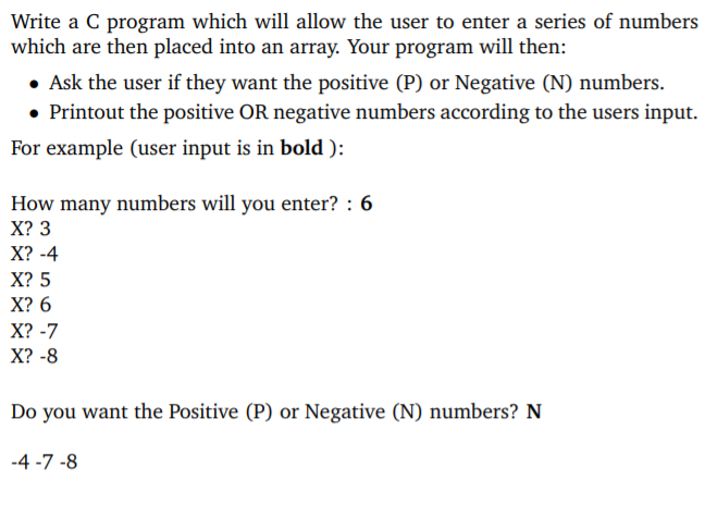 Solved Write a C program which will allow the user to enter | Chegg.com
