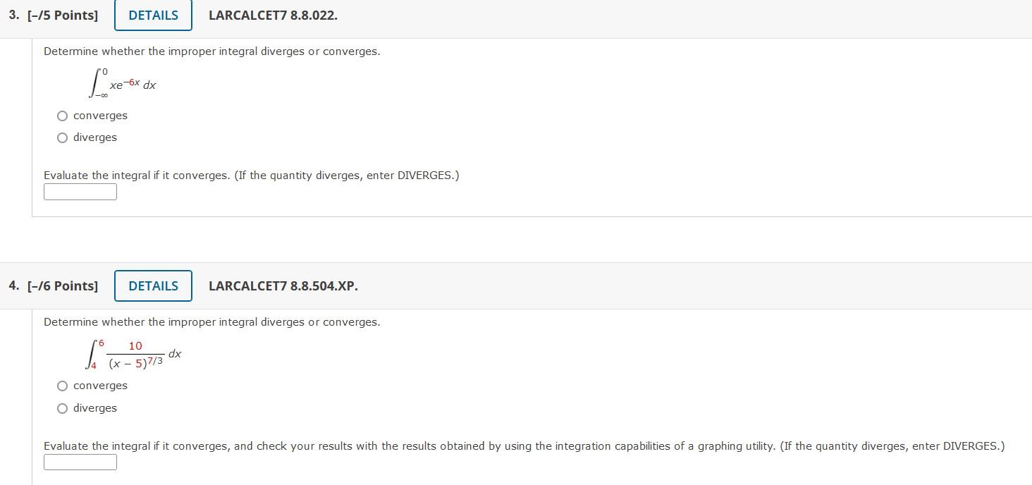 Solved 3. [-/5 Points] DETAILS LARCALCET7 8.8.022. Determine | Chegg.com