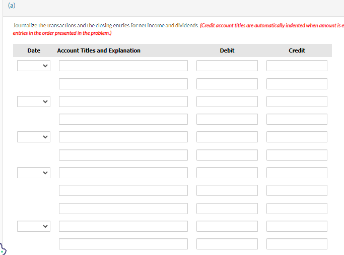 Solved (To close net income) (To close stock dividends) (To | Chegg.com