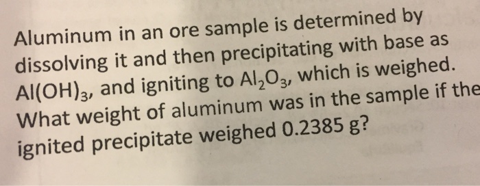 Solved Aluminum In An Ore Sample Is Determined By Dissolving