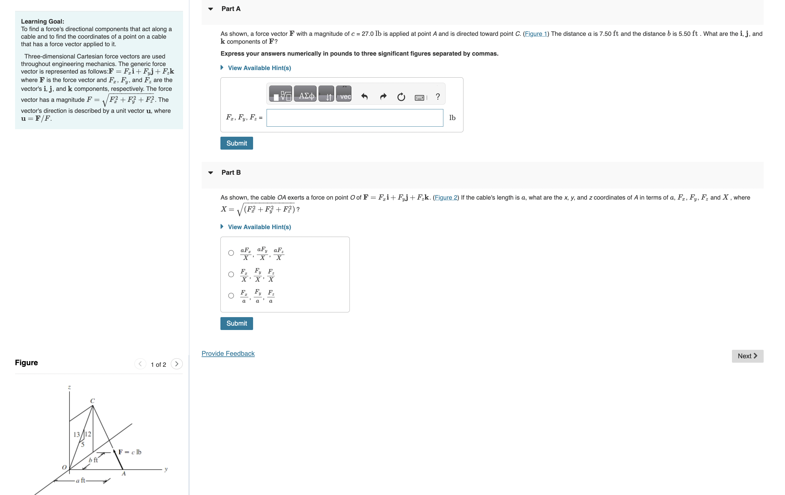Solved Learning Goal: To find a force's directional | Chegg.com