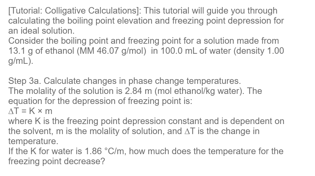 Solved [Tutorial: Colligative Calculations]: This tutorial | Chegg.com