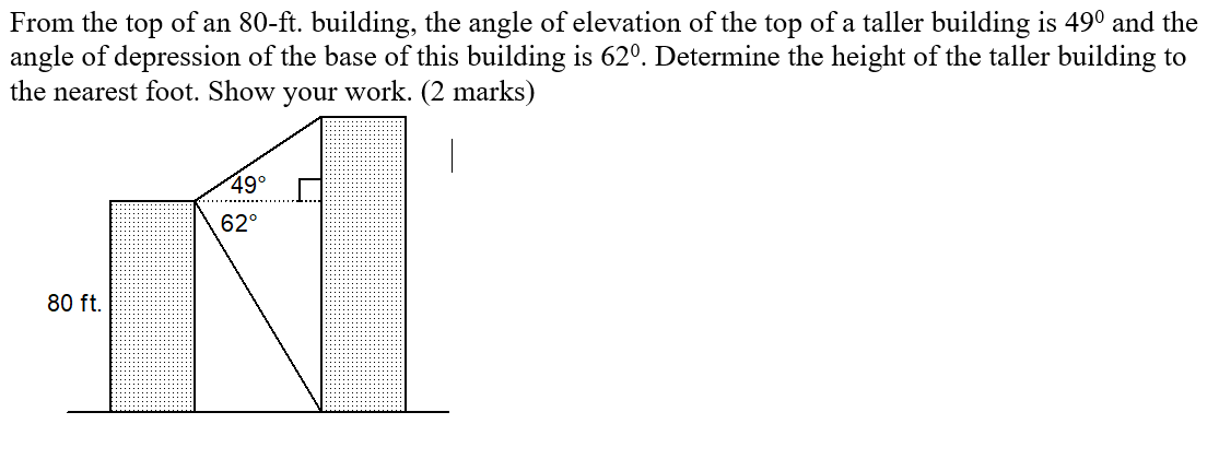 Solved From the top of an 80 -ft. building, the angle of | Chegg.com