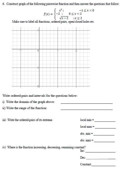 Solved 6. Construct graph of the following piecewise | Chegg.com