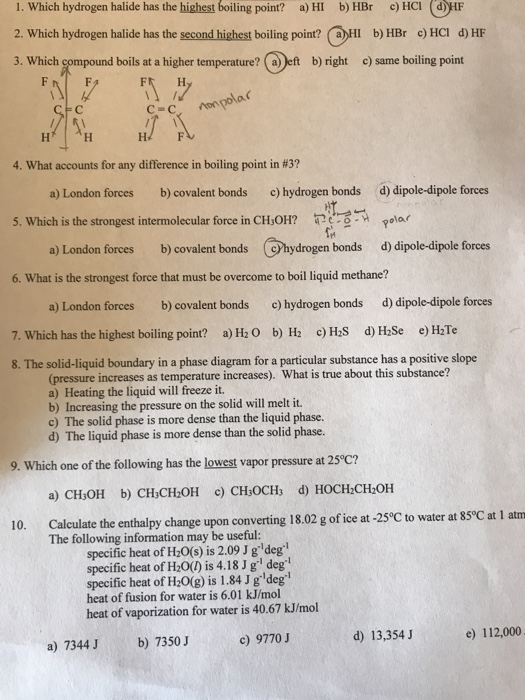 Solved 1. Which hydrogen halide has the highest boiling | Chegg.com