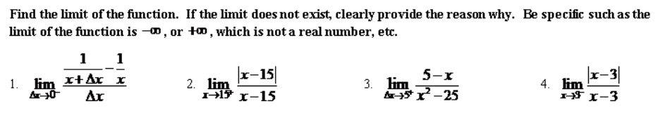 Solved Find the limit of the function. If the limit does not | Chegg.com