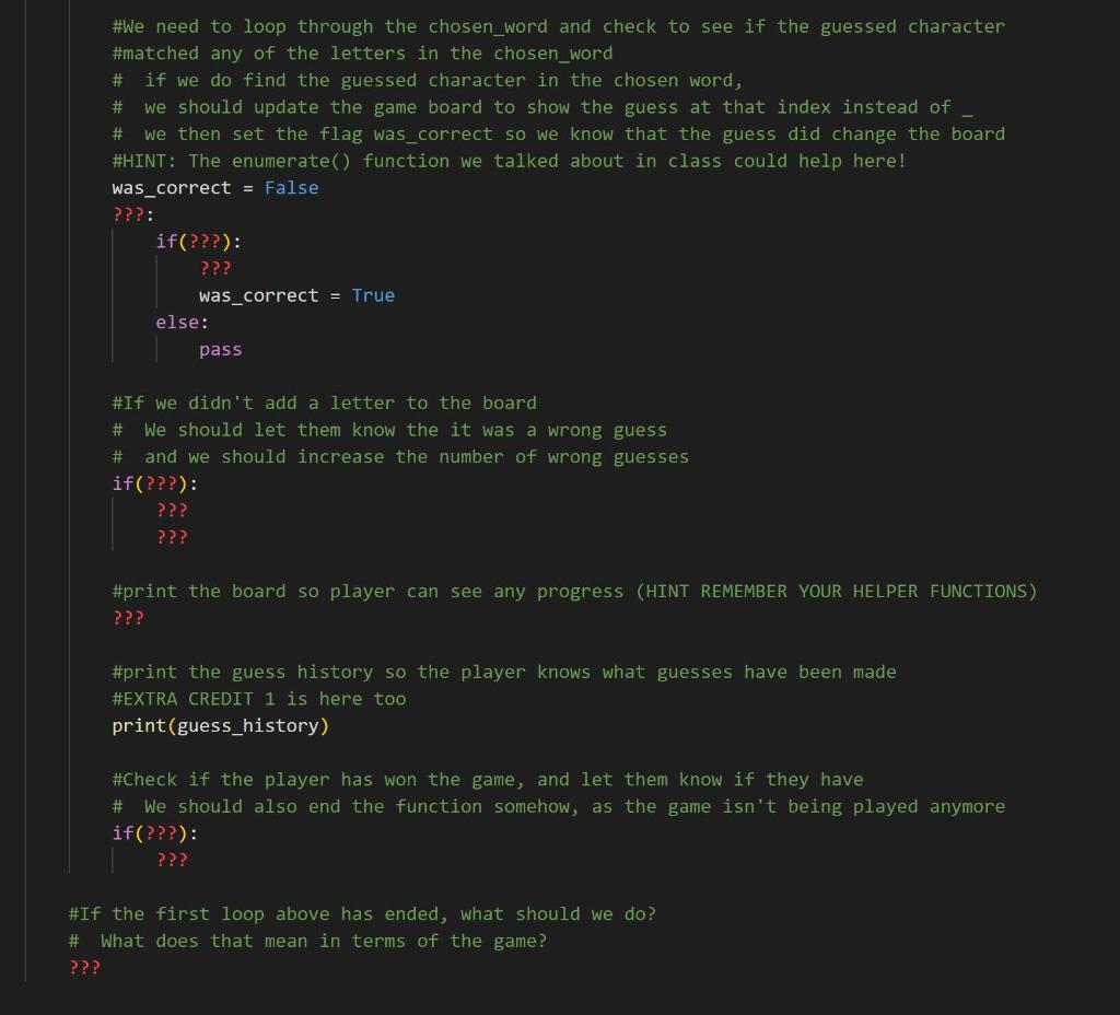 #We need to loop through the chosen_word and check to | Chegg.com