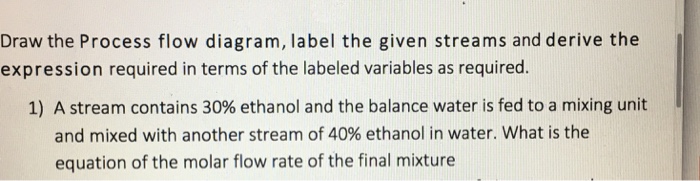 Solved Draw the Process flow diagram, label the given | Chegg.com