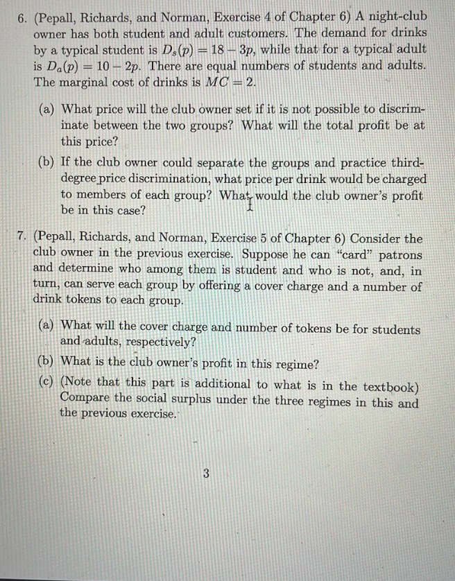 Solved 6. (Pepall, ﻿Richards, and Norman, Exercise 4 ﻿of | Chegg.com