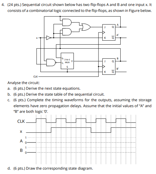 Solved 4. (24 pts.) Sequential circuit shown below has two | Chegg.com