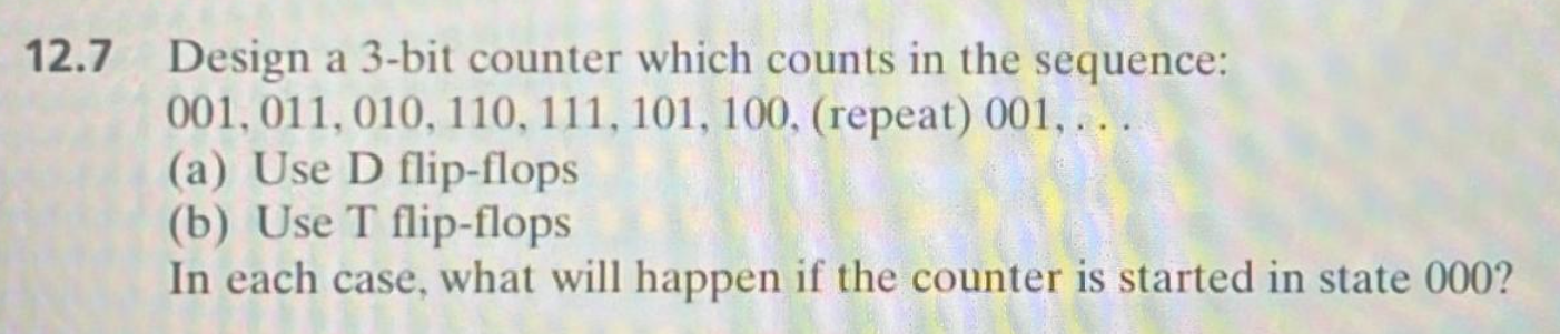 Solved 12.7 Design a 3-bit counter which counts in the | Chegg.com