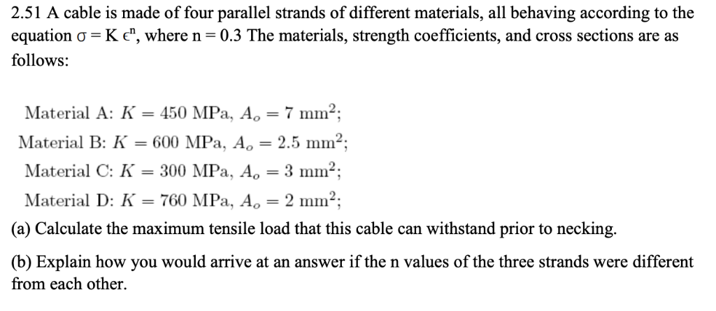 Solved 2.51 A cable is made of four parallel strands of | Chegg.com