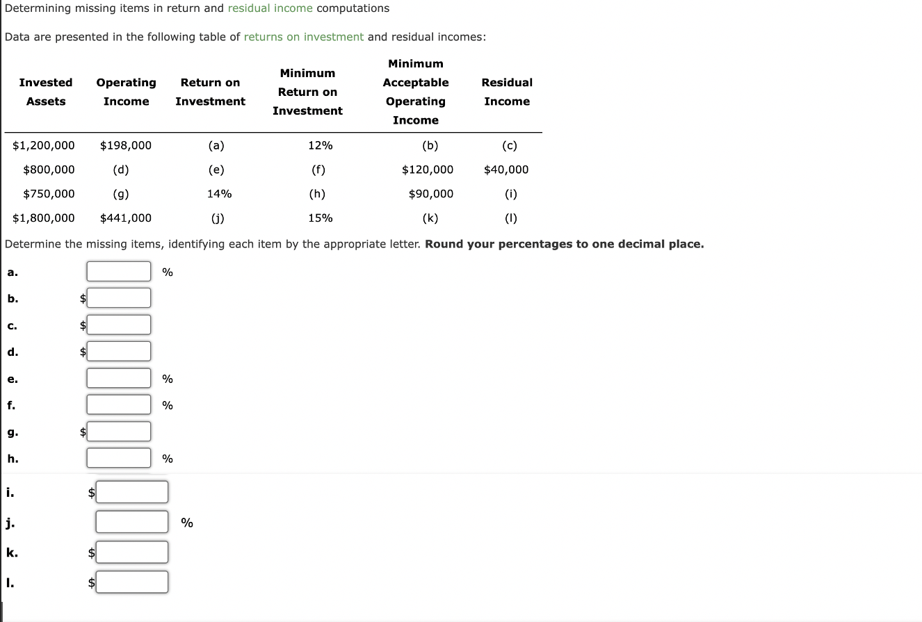 Solved Determining missing items in return and residual | Chegg.com Solved Determining missing items in return and residual | Chegg.com