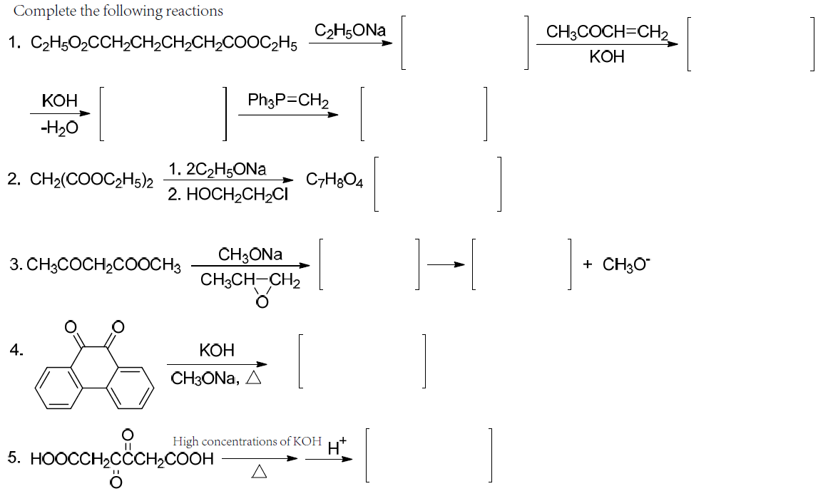 Solved Complete the following reactions 1. | Chegg.com