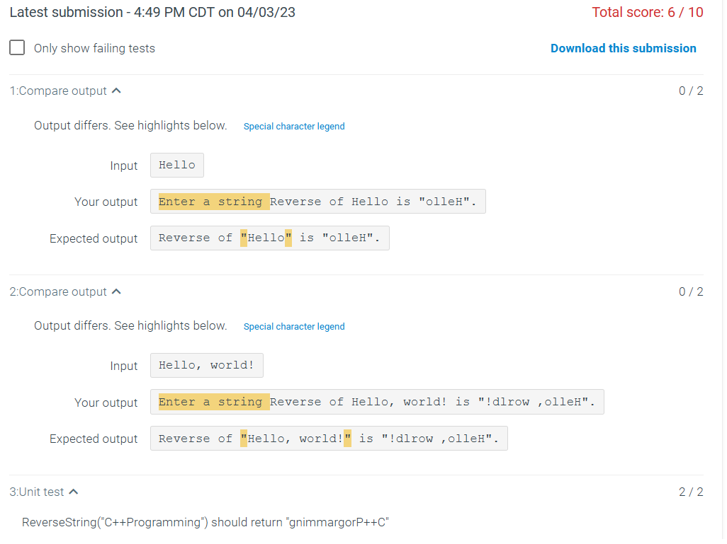 Solved Need in C++. I can't figure out where I went wrong | Chegg.com