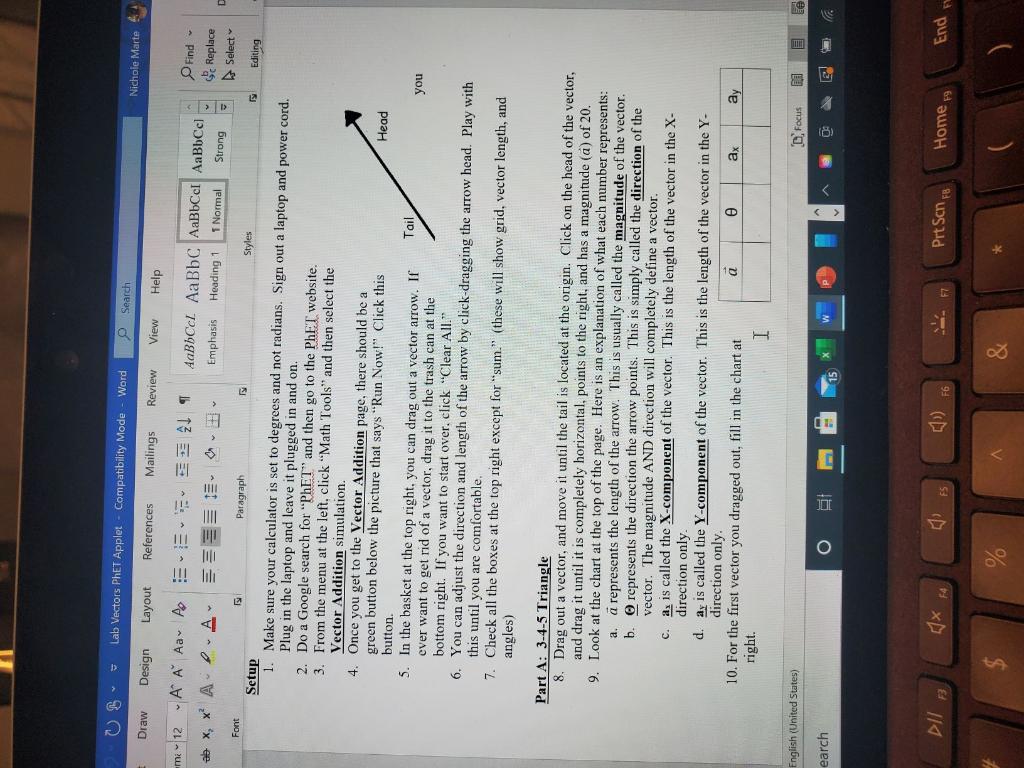 Solved Lab Vectors Phet Applet - Compatibility Mode Word | Chegg.com