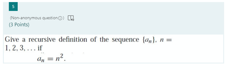 Solved 5 (Non-anonymous question) (3 Points) Give a | Chegg.com