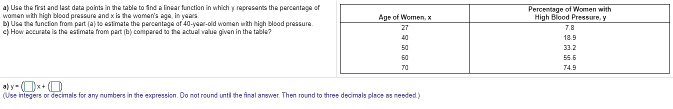 Solved a) Use the first and last data points in the table to | Chegg.com