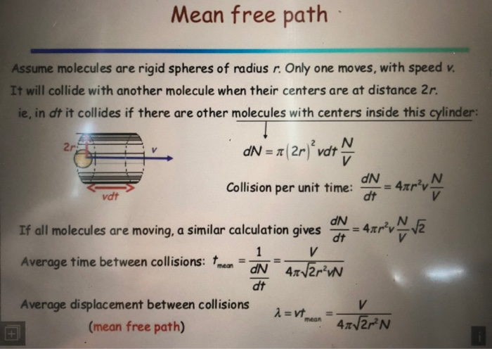 Solved where is the square root of 2 from in tje mean free | Chegg.com