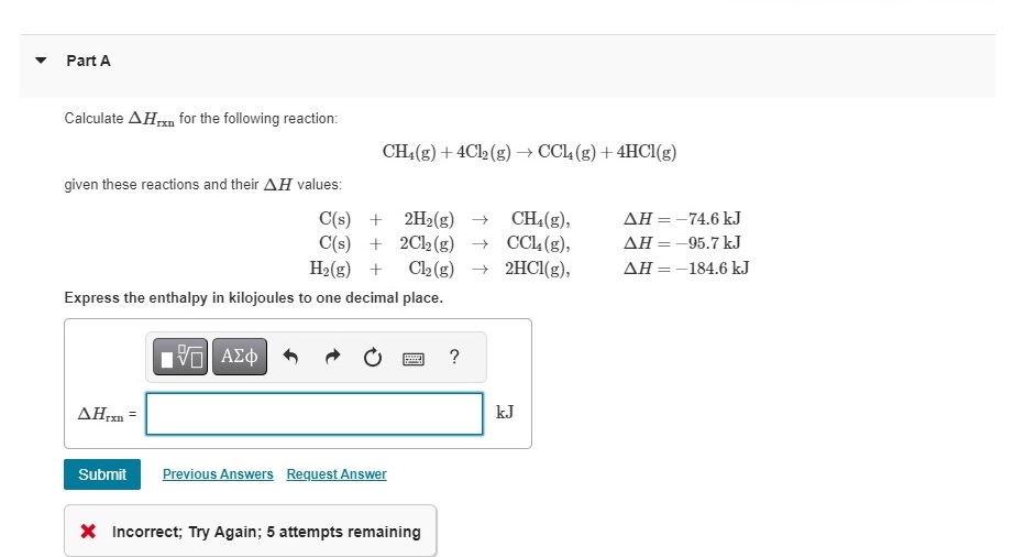 Solved Calculate ΔHrxn for the following reaction: CH4( | Chegg.com