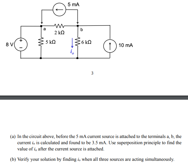 Solved 5 mA 192k12 35 ) 8V 35k 36 kg Bok 110 mA (a) In the | Chegg.com