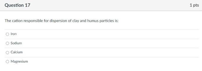 Solved Question 17 1 pts The cation responsible for | Chegg.com