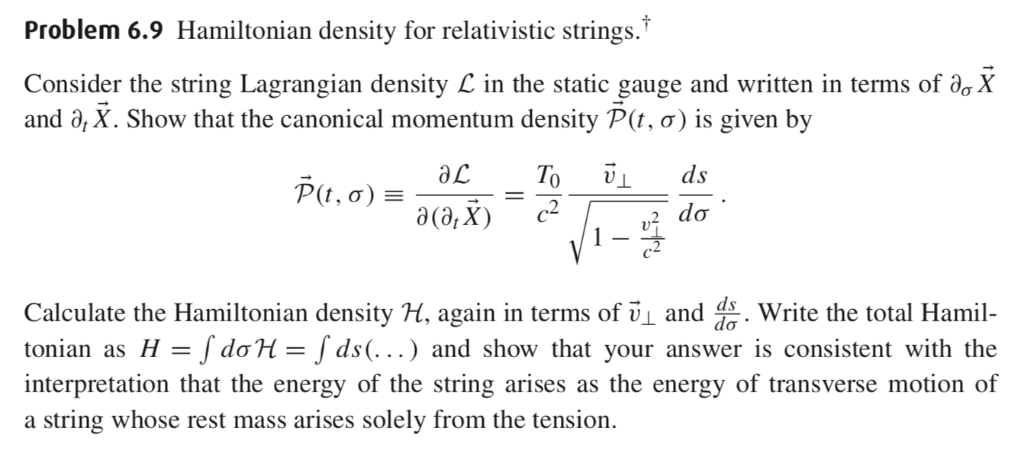 Problem 6.9 Hamiltonian density for relativistic | Chegg.com