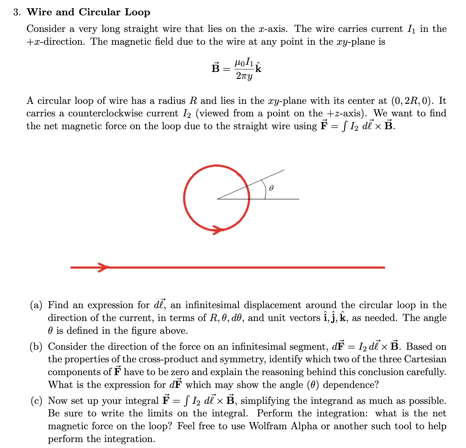 Solved Wire and Circular Loop Consider a very long straight | Chegg.com