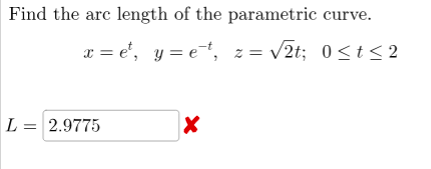 Solved Find the arc length of the parametric curve. | Chegg.com