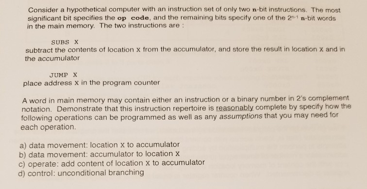 Solved Consider a hypothetical computer with an instruction | Chegg.com
