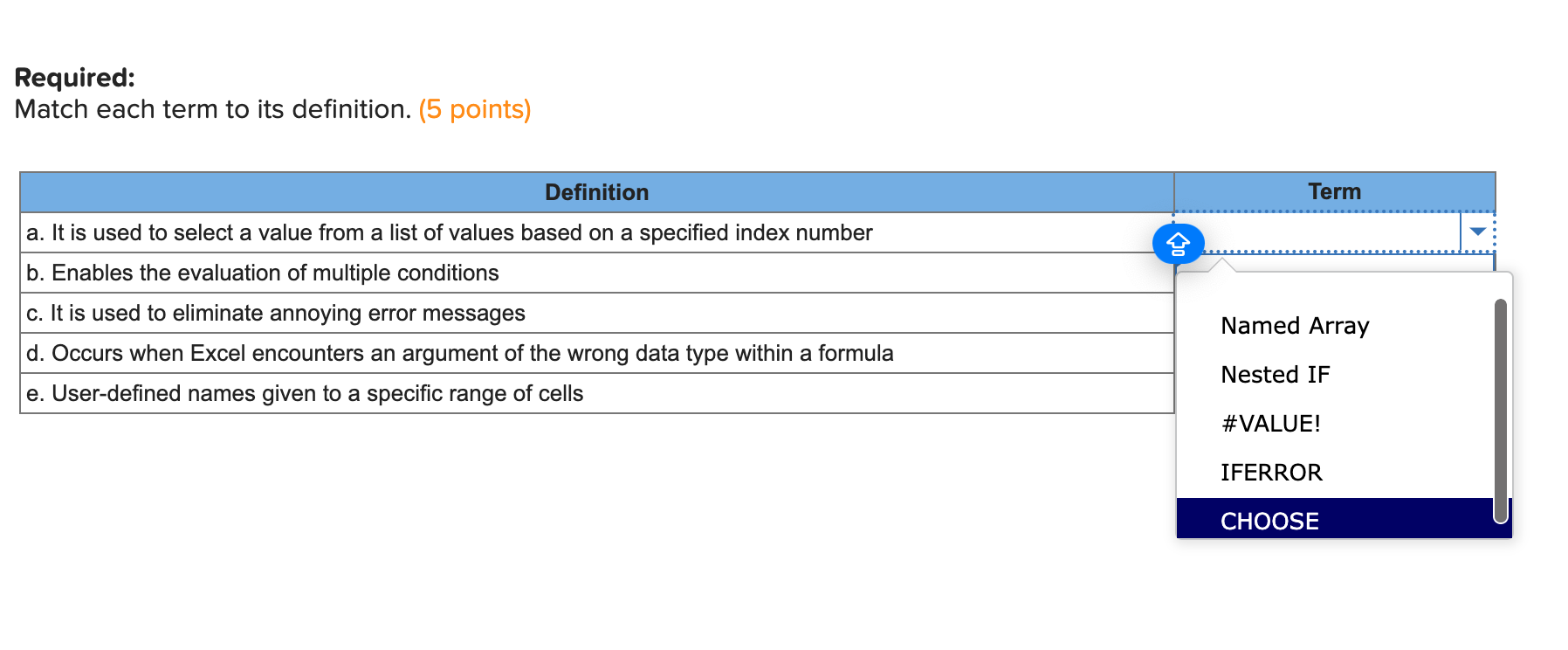 Solved Required: Match each term to its definition. (5 | Chegg.com