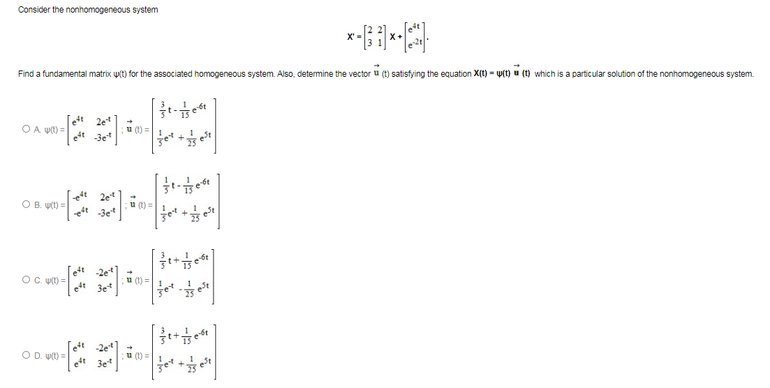 Solved Consider the nonhomogeneous system X Find a | Chegg.com
