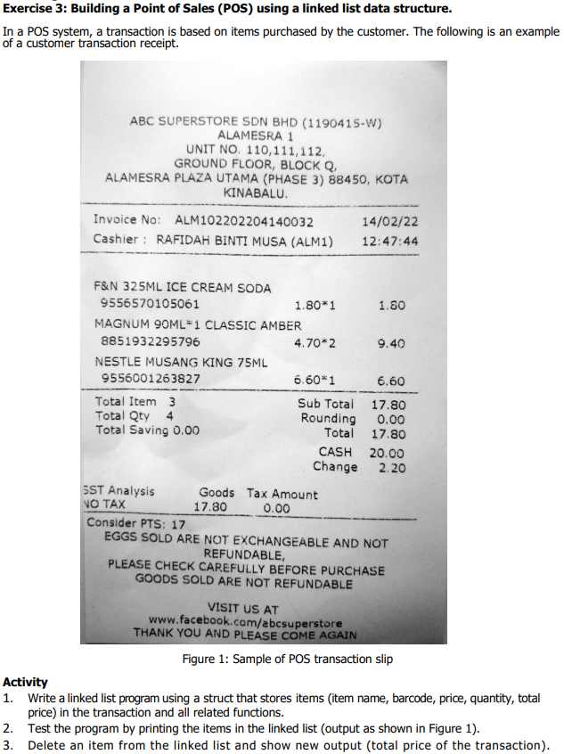 Solved Exercise 3: Building a Point of Sales (POS) using a | Chegg.com