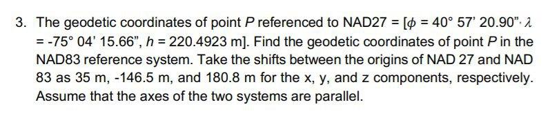 3. The geodetic coordinates of point Preferenced to | Chegg.com