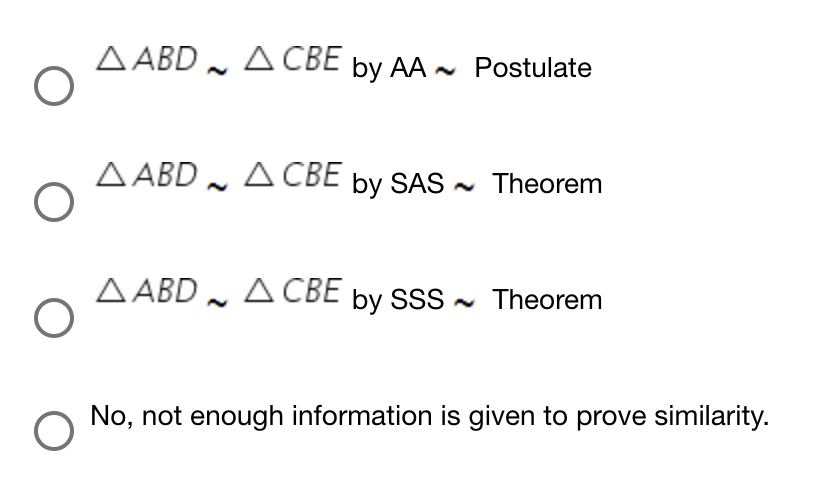 [Solved]: Can the triangles below be proven similar? If so,