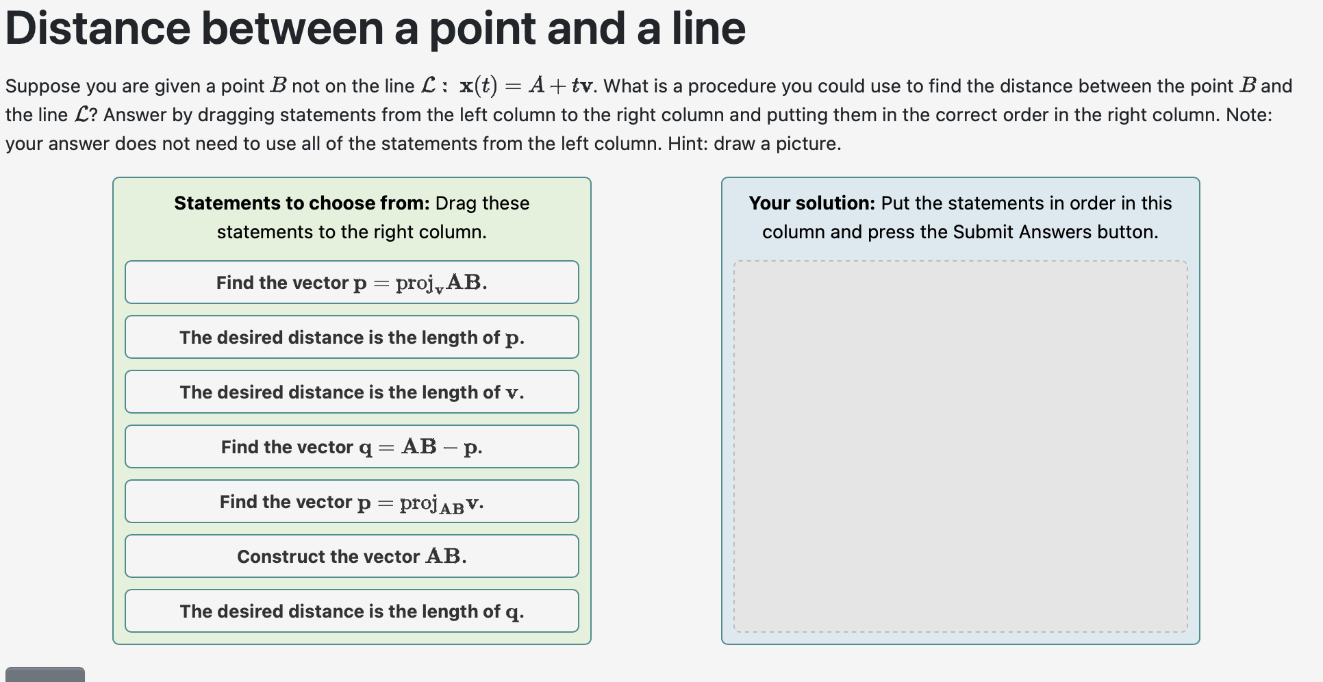 Solved Distance between a point and a line Suppose you are | Chegg.com