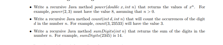 Solved • Write a recursive Java method power double r, int | Chegg.com