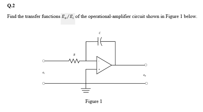 Solved 01 Find the transfer function V (s)/V(s) for the | Chegg.com