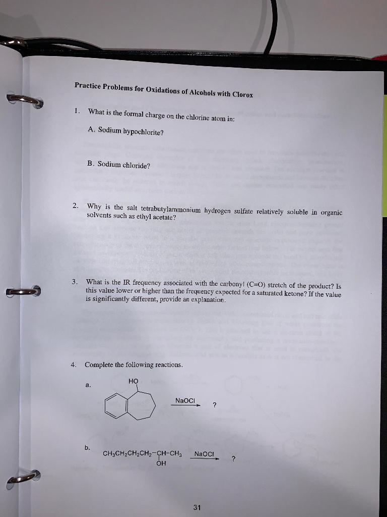 Solved Practice Problems for Oxidations of Alcohols with | Chegg.com