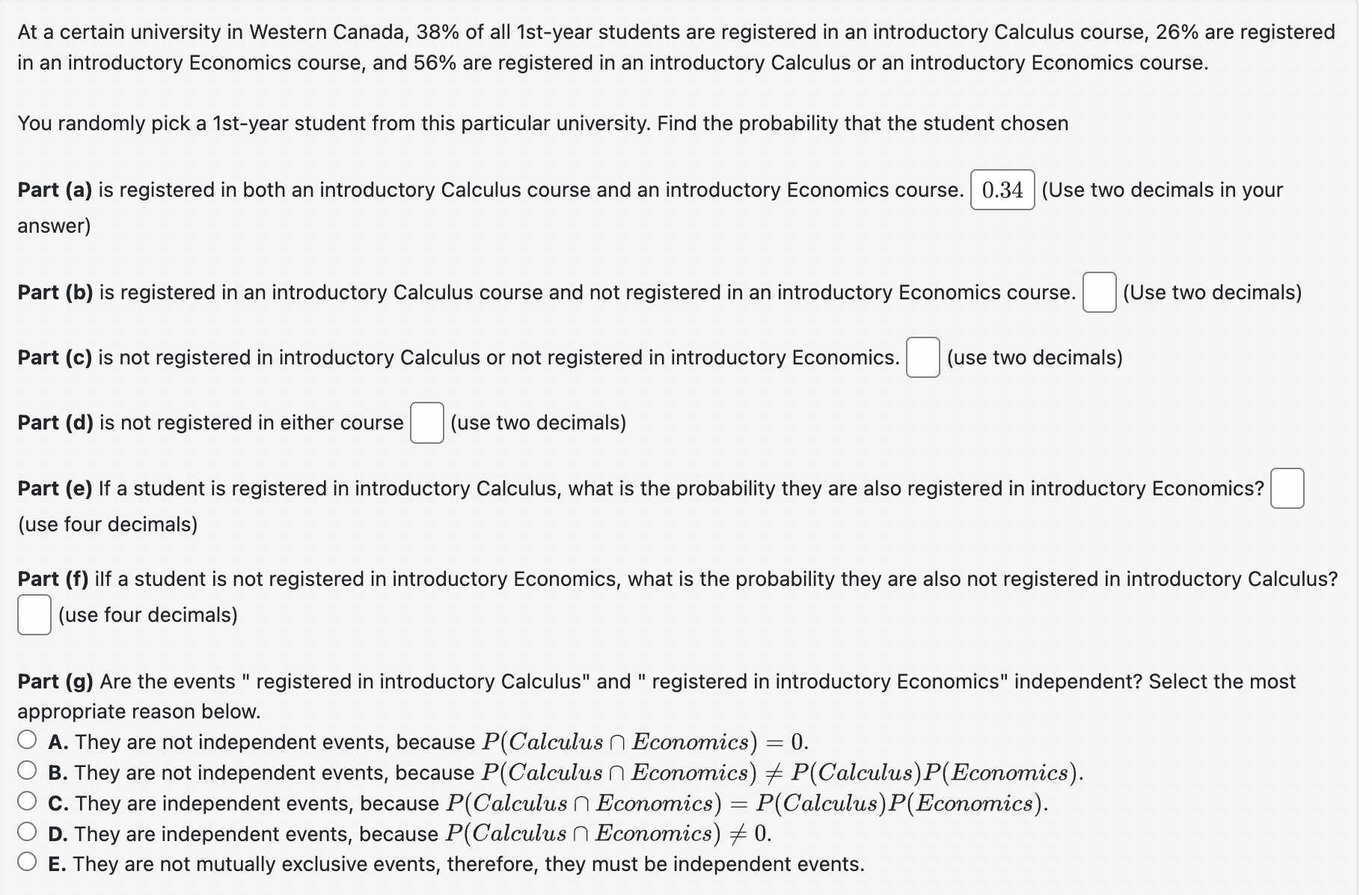 Solved A and B ﻿are two events such that | Chegg.com