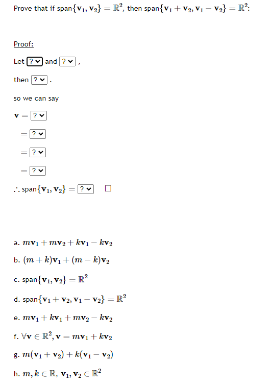 Solved Prove that if span {v1,v2}=R2, ﻿then span | Chegg.com