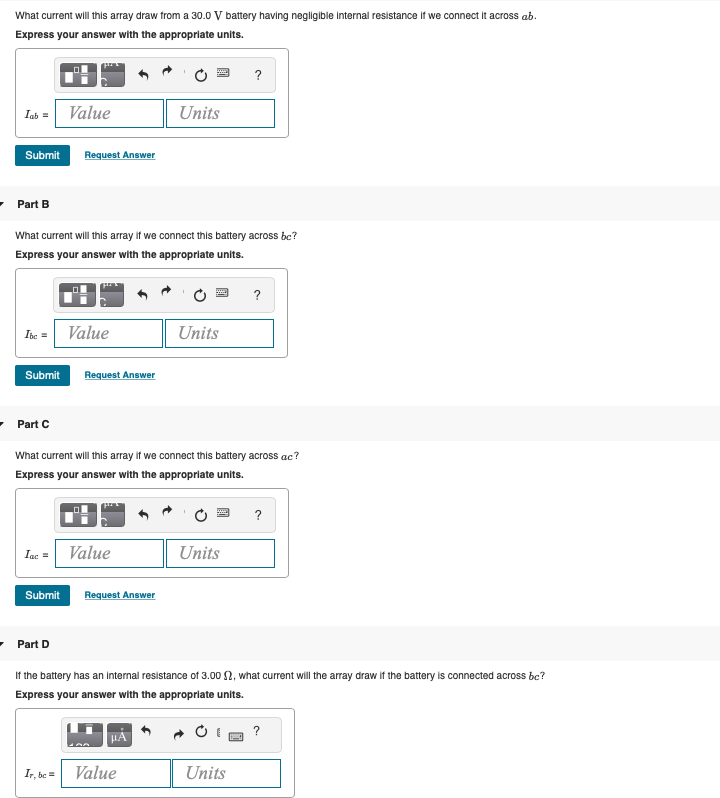 Solved b A triangular array of resistors 0.0 Ω 15.0.2 } a | Chegg.com