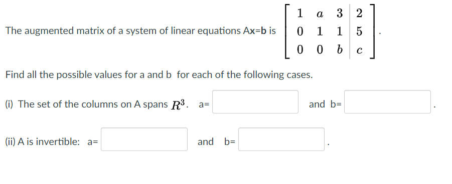 Solved 1 a 3 2 The augmented matrix of a system of linear | Chegg.com