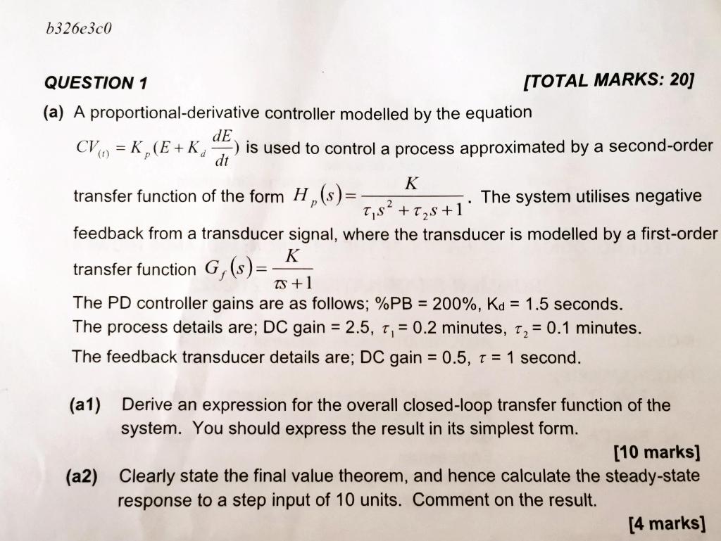 Solved [TOTAL MARKS: 20] QUESTION 1 (a) A | Chegg.com